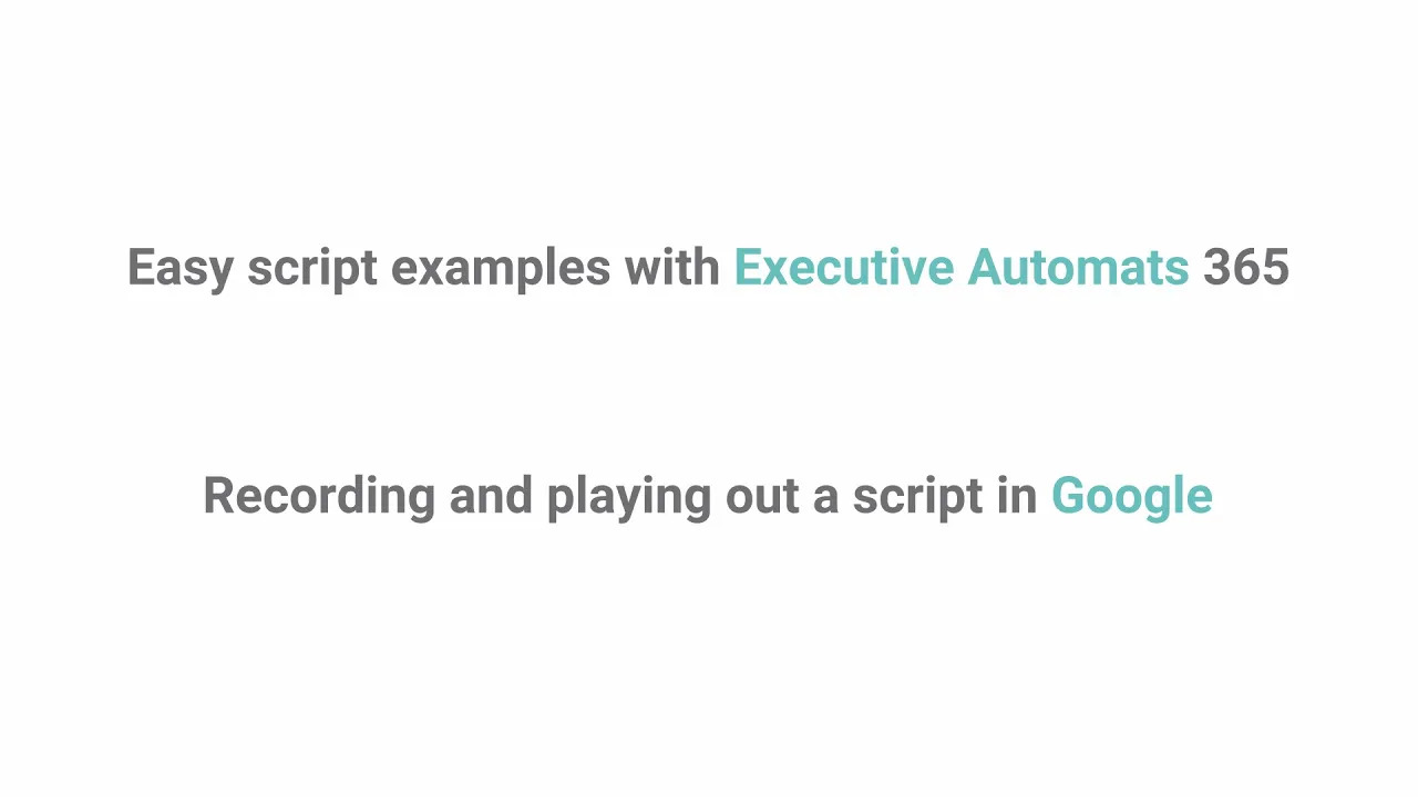 Tutorial Videos 2 — Executive Automats
